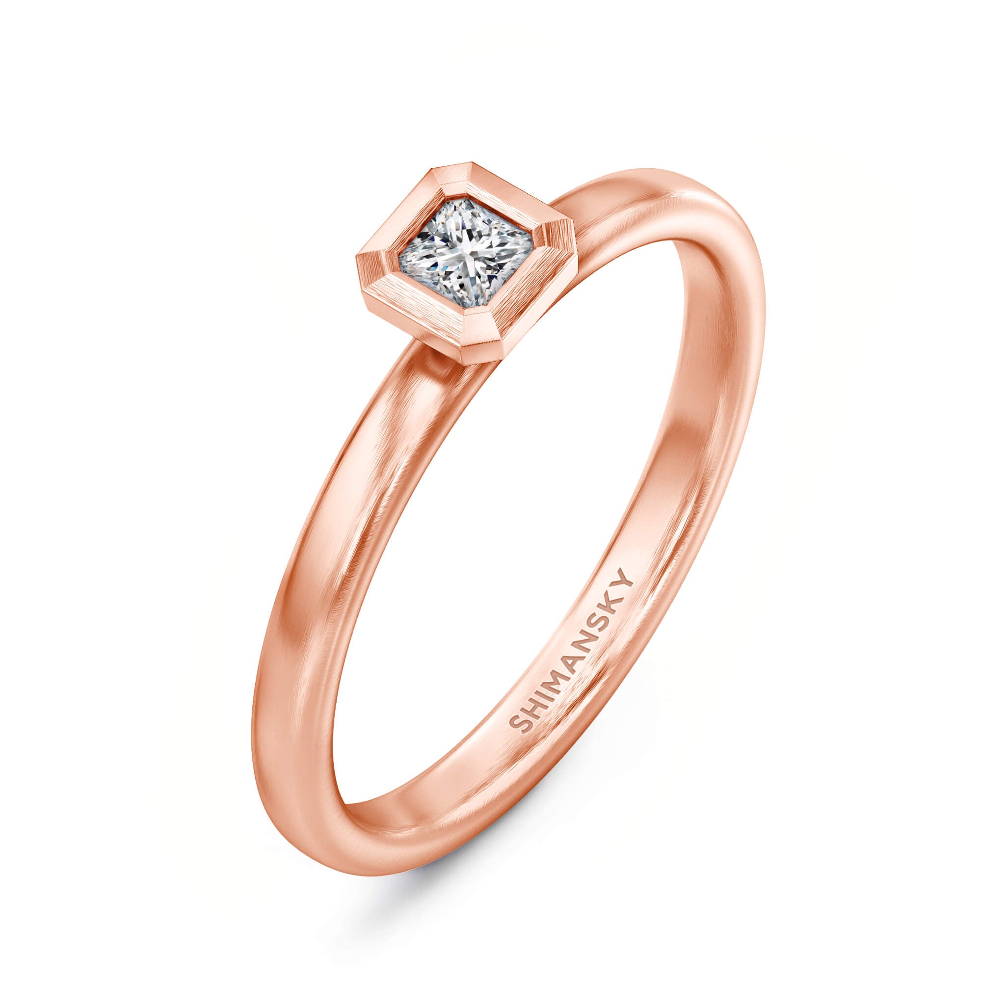 My Girl Diamond Tube Set Ring - 0.2ct - 18K Rose Gold | Shimansky