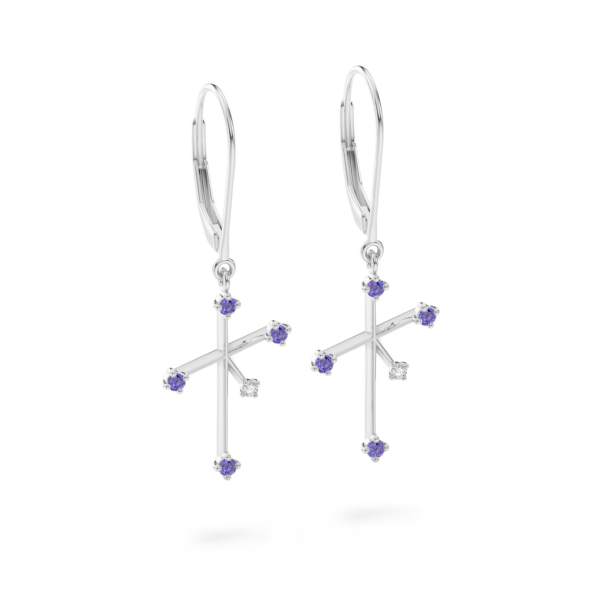 Southern Cross Tanzanite and Diamond Earrings - 0.3 TCW - 14K White ...
