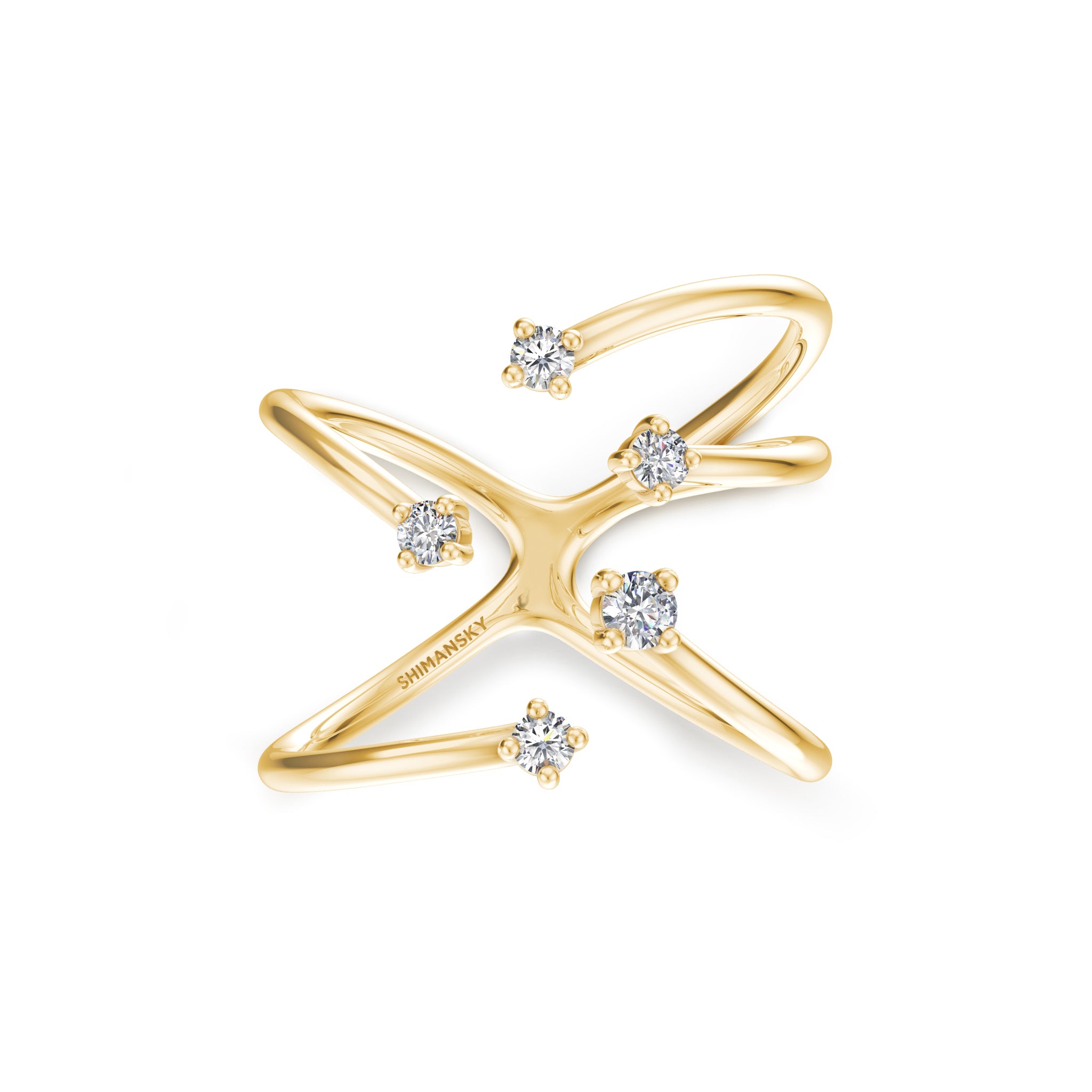 Southern Cross Medium Diamond Ring - 0.25 TCW - 14K Yellow Gold | Shimansky
